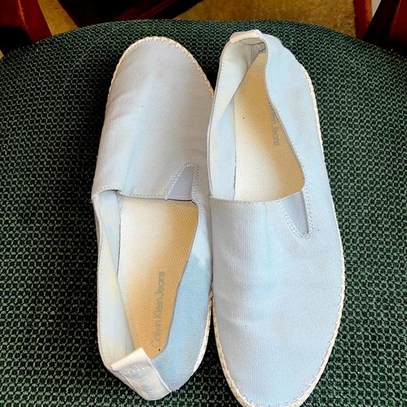 Calvin Klein | Shoes | Calvin Klein Baby Blue Canvas Loafers | Poshmark